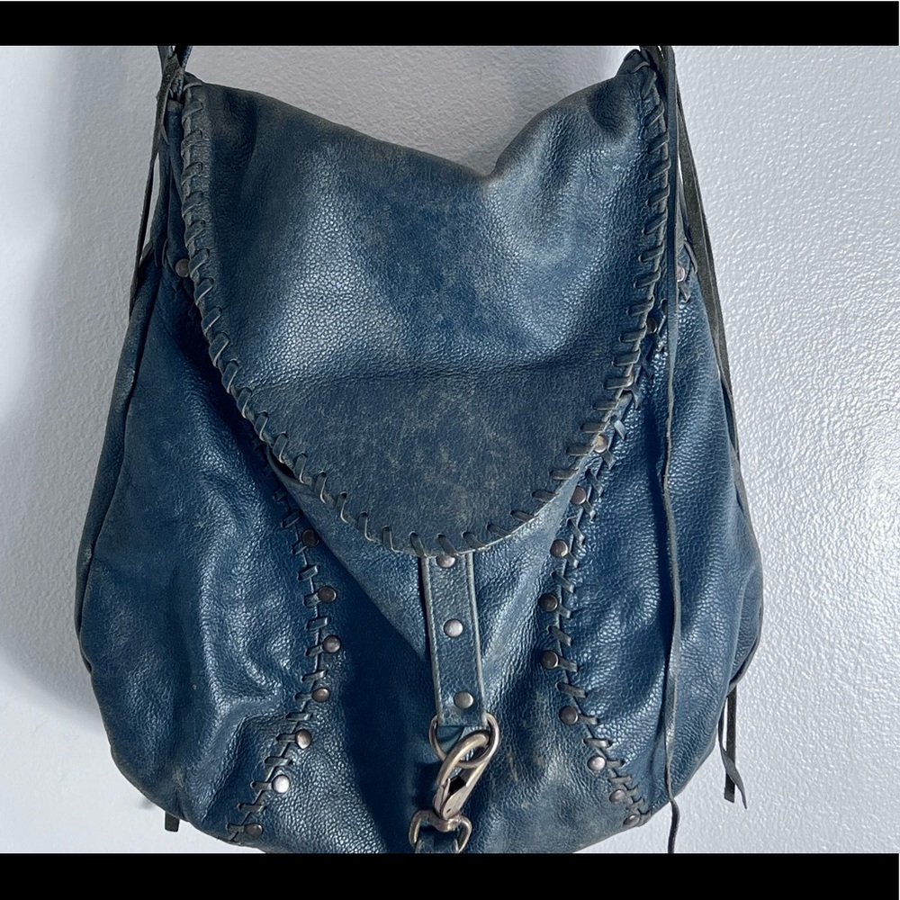 Aaneta Cleopatra 100% Leather Hobo Bag In Blue - Gem